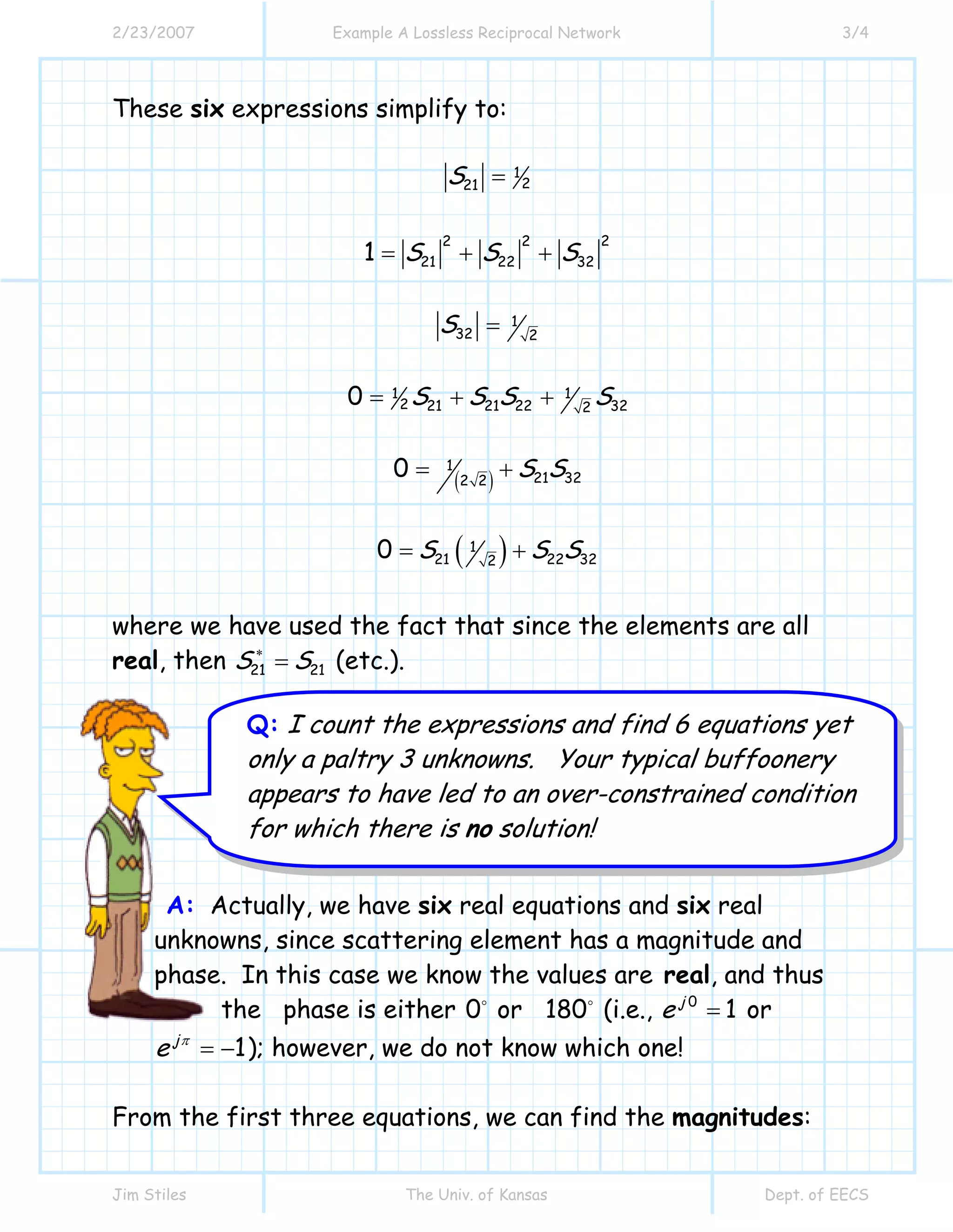 Example A Lossless Reciprocal Network Pdf Physics Science