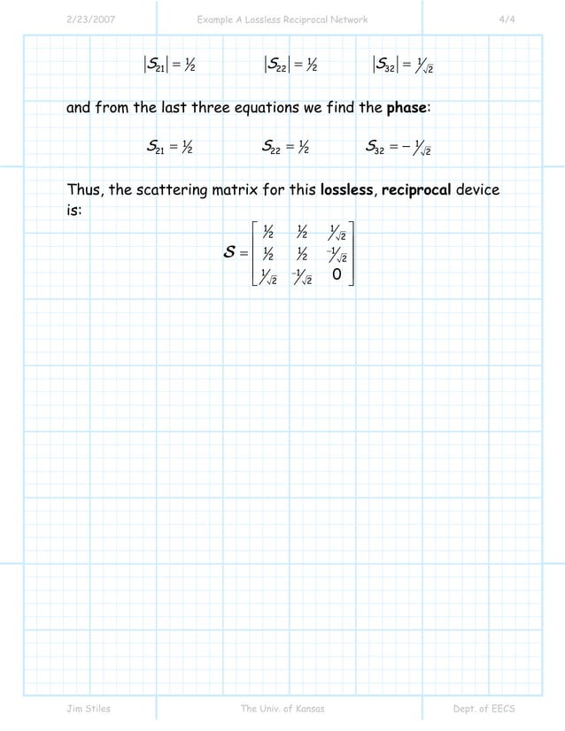 Example a lossless reciprocal network | PDF | Physics | Science