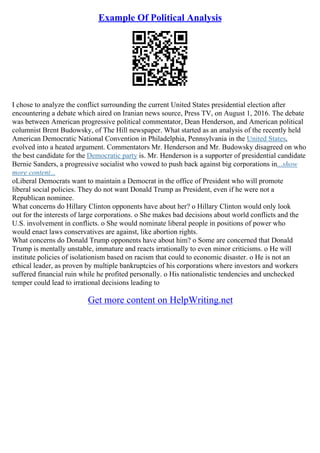 Example Analysis Essay | PDF | Political Issues & policy | Politics