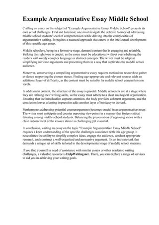 Example Argumentative Essay Middle School.pdfExample Argumentative ...