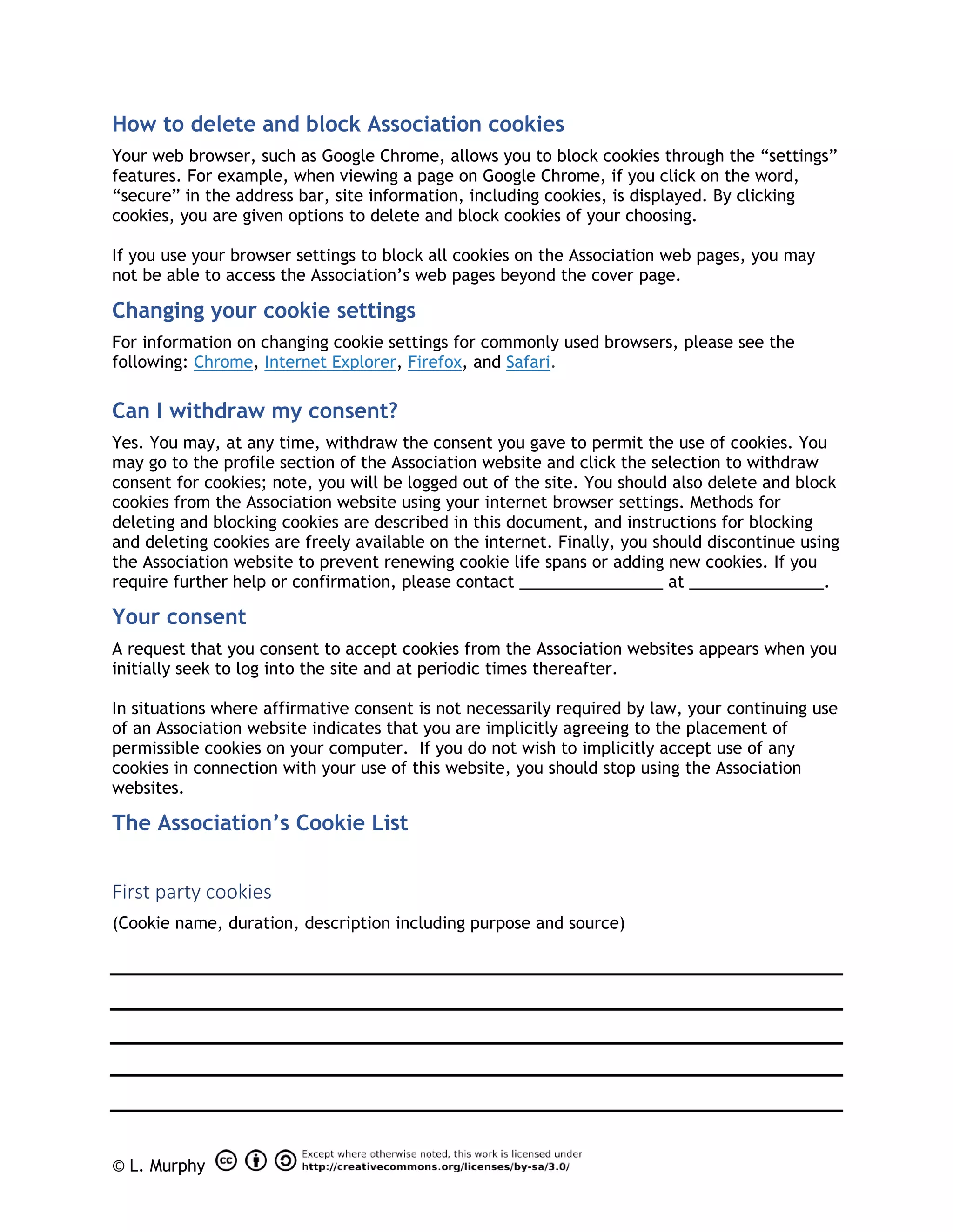 Example association cookie policy | PDF