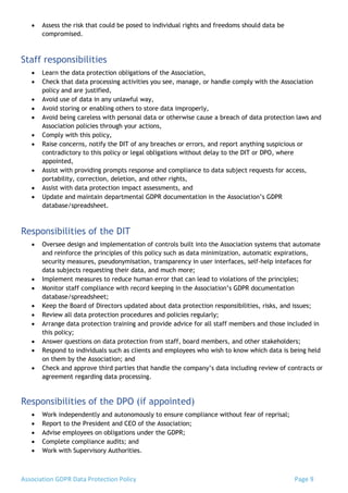 Example Association Internal GDPR Policy | PDF