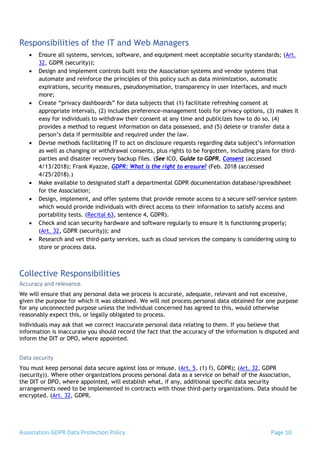 Example Association Internal GDPR Policy | PDF