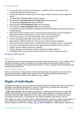Example Association Internal GDPR Policy | PDF