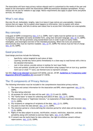 Example Association Internal GDPR Policy | PDF