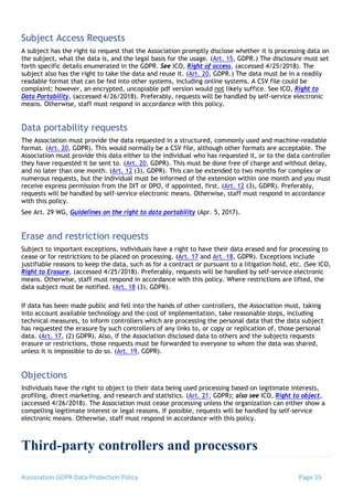 Example Association Internal GDPR Policy | PDF