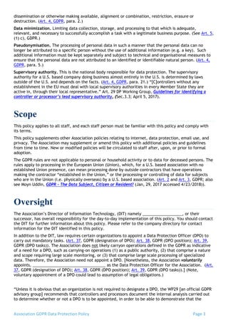 Example Association Internal GDPR Policy | PDF