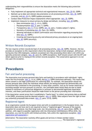 Example Association Internal GDPR Policy | PDF