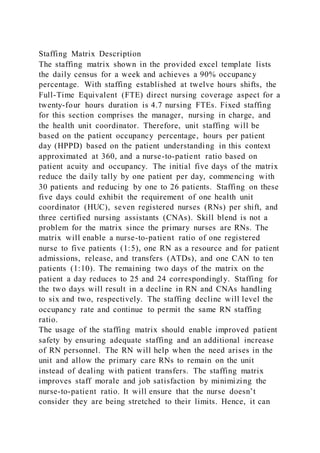 EXAMPLE Benchmark – Staffing Matrix and ReflectionPerformanc | PDF