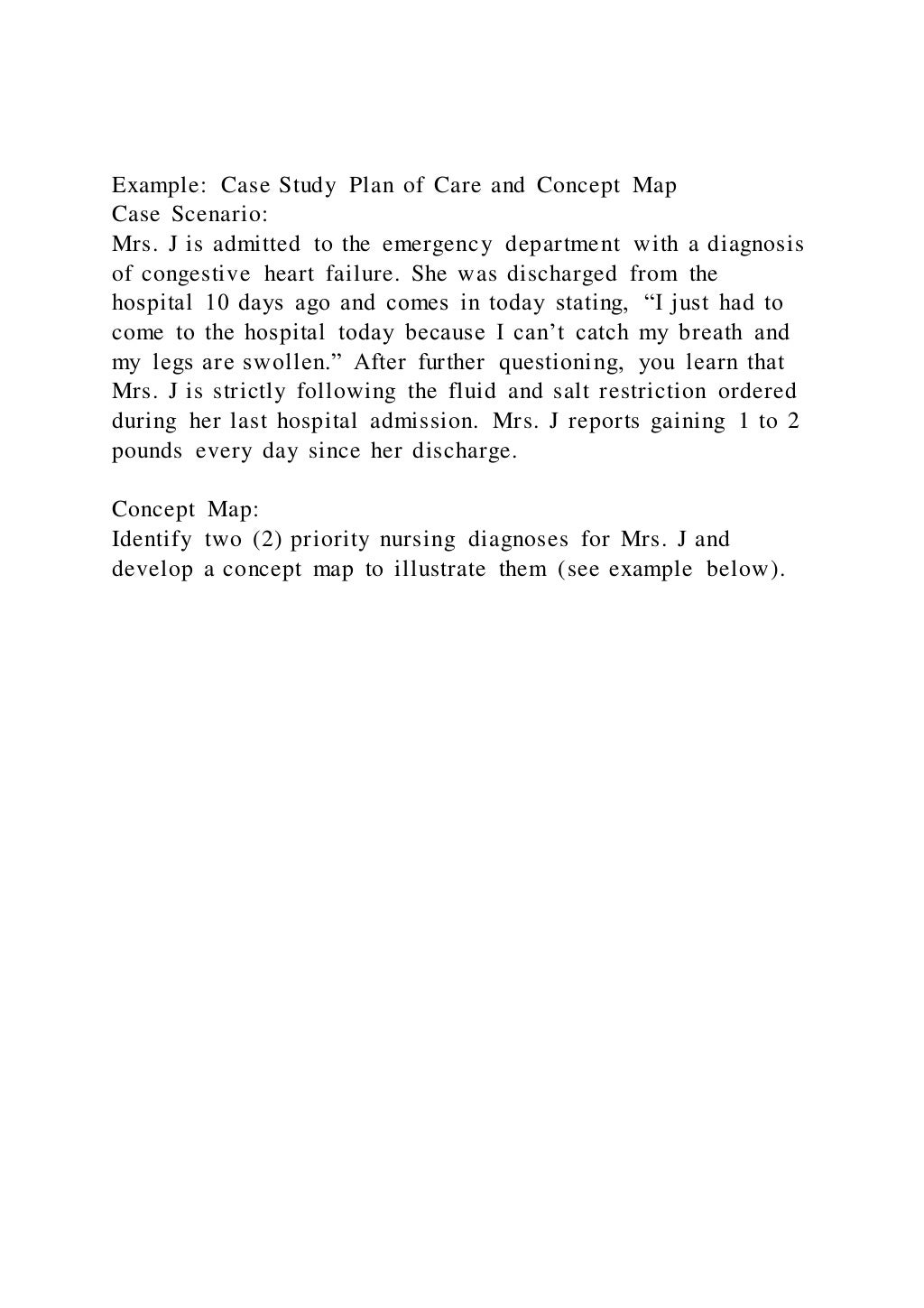 Example Case Study Plan of Care and Concept MapCase Scenario | DOCX