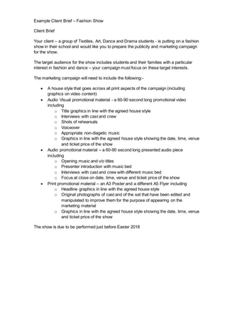 Example client briefs | DOCX