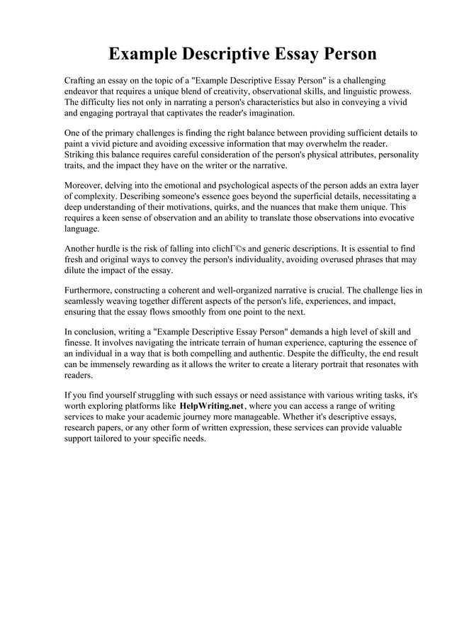 Example Descriptive Essay Person | PDF | Genres