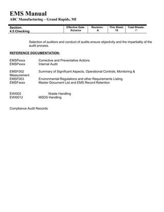 Example EMS Manual - ISO 14001 | DOC