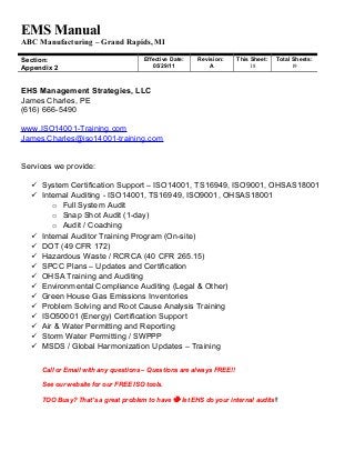 Example EMS Manual - ISO 14001 | DOC