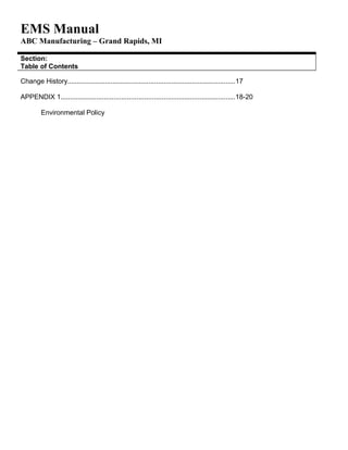 Example EMS Manual - ISO 14001 | DOC