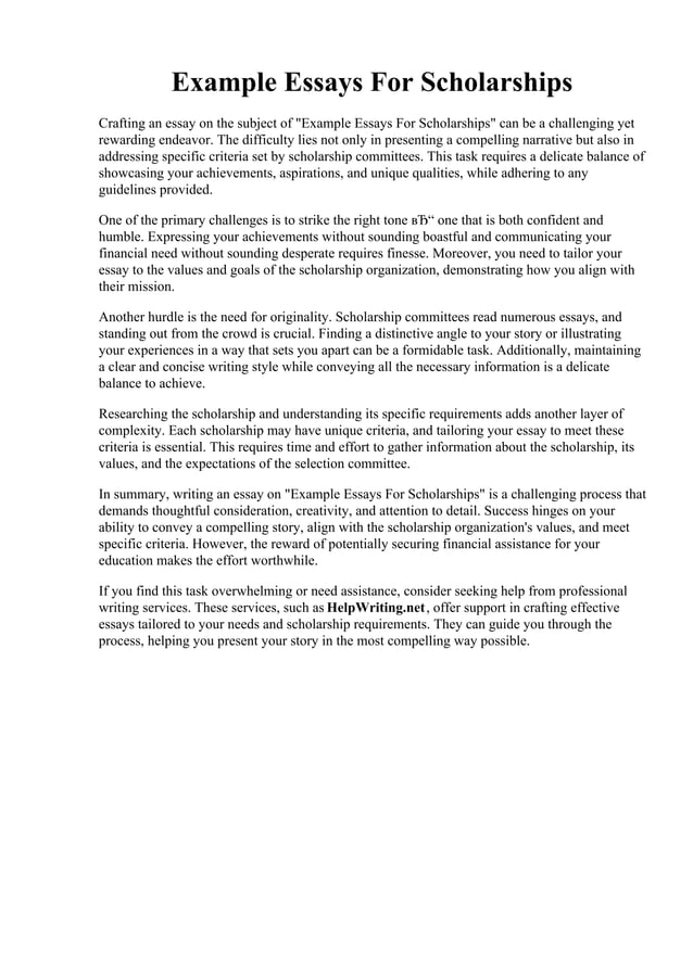 Example Essays For Scholarships. Essay Scholarships Examples ...