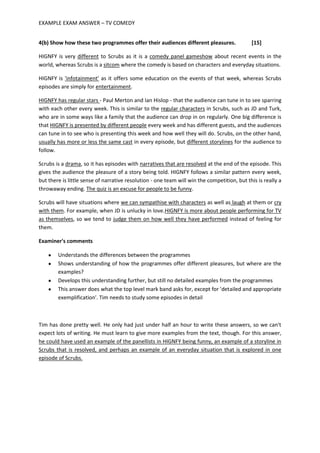 Comedy: Example exam answer | PDF