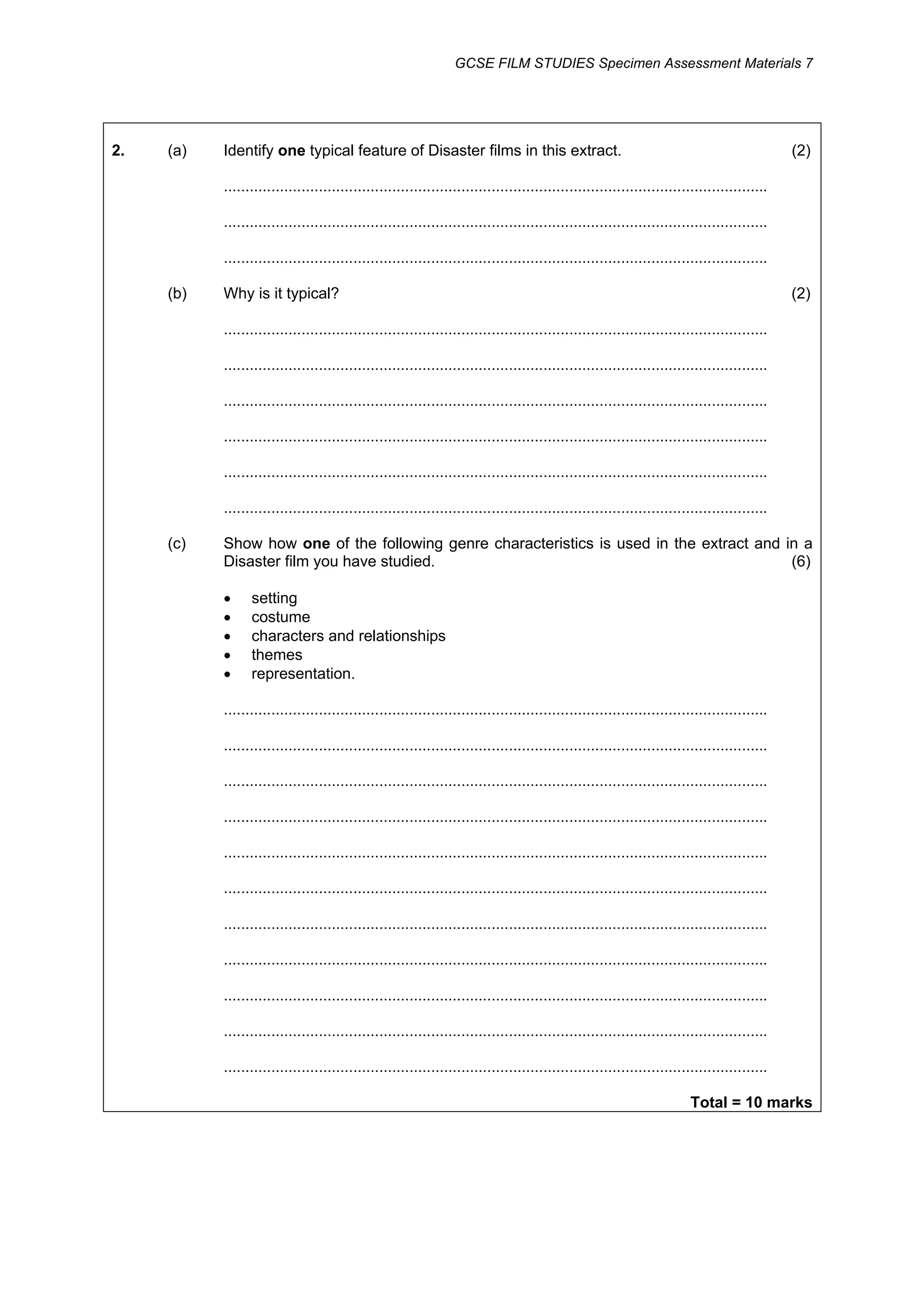 GCSE FILM STUDIES EXAMPLE PAPER | PDF