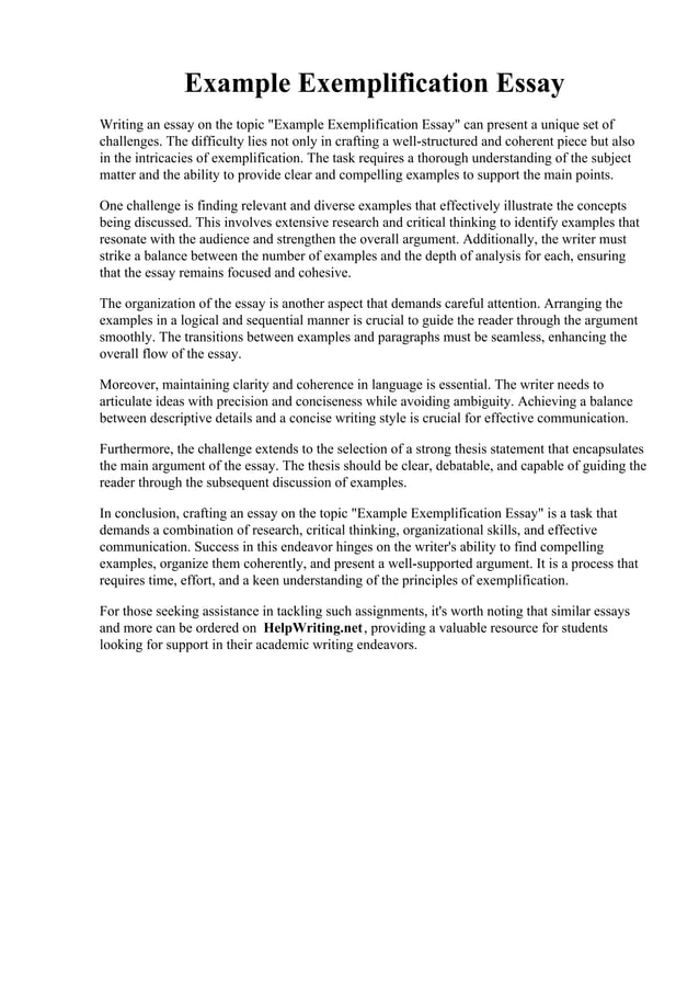 Example Exemplification Essay | PDF