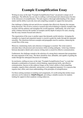 Example Exemplification Essay | PDF