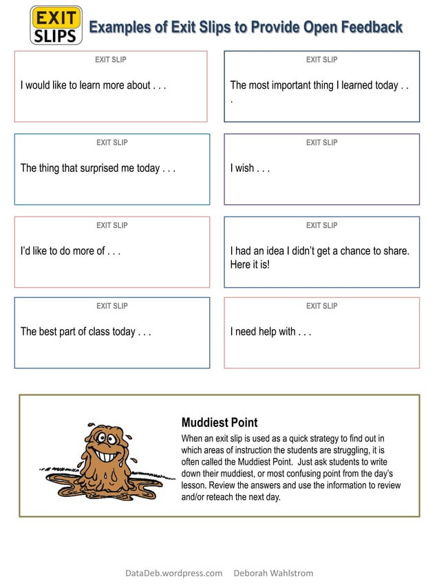 Example exit slip prompts | PDF | Educational Assessment | Education