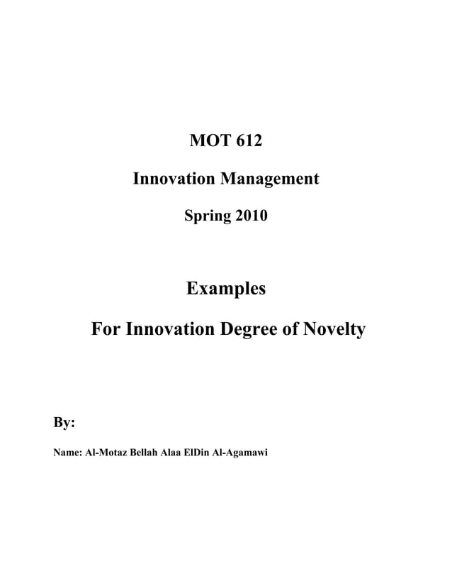 Example for Innovation Degree of Novelty | DOCX