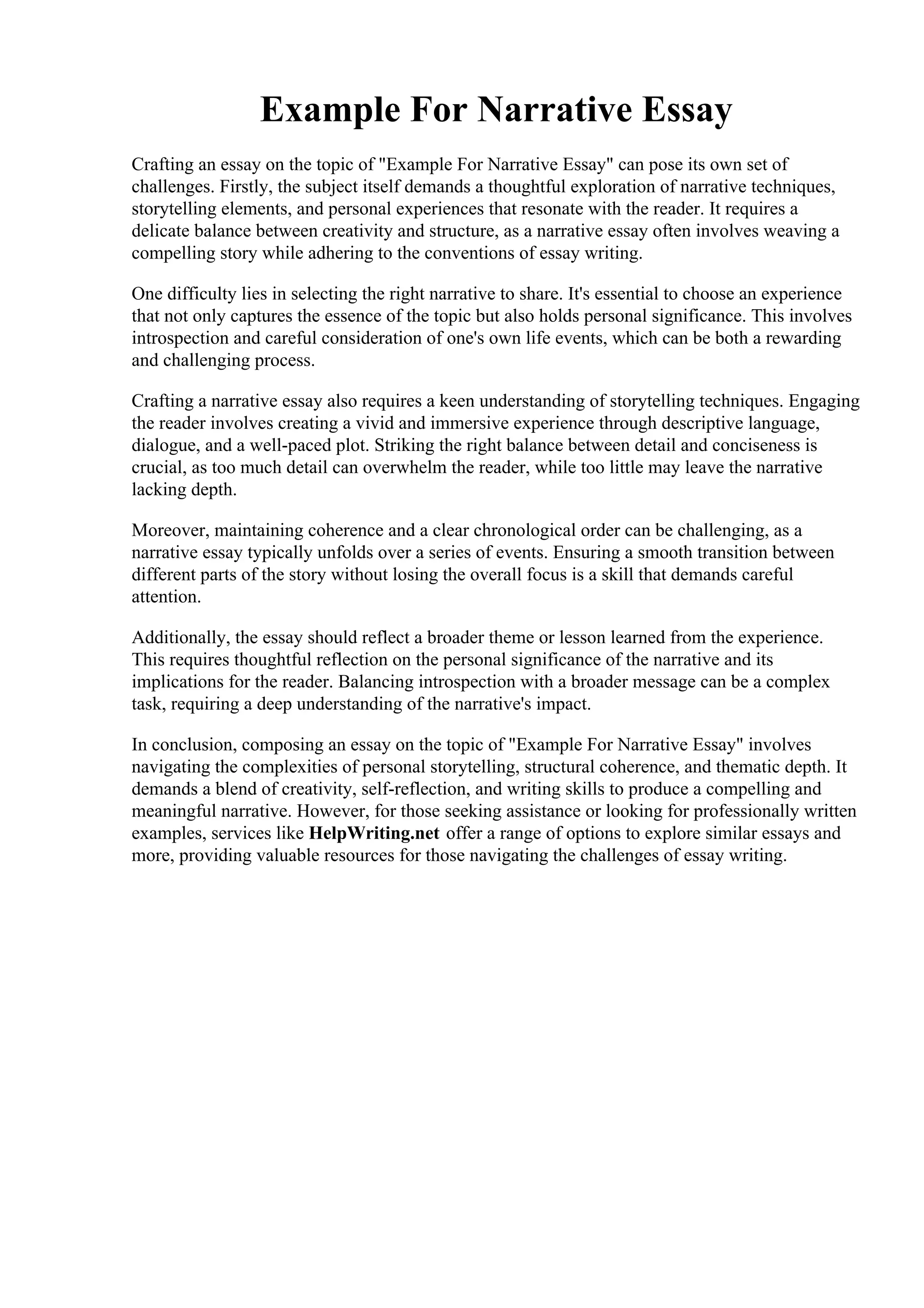 Example For Narrative Essay | PDF