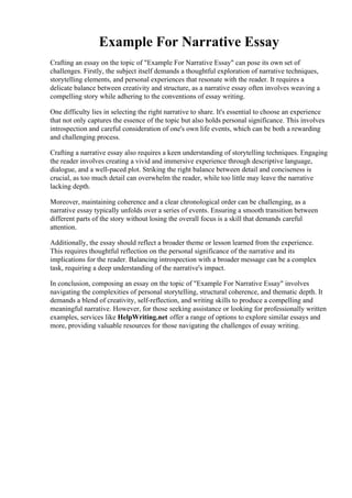 Example For Narrative Essay | PDF