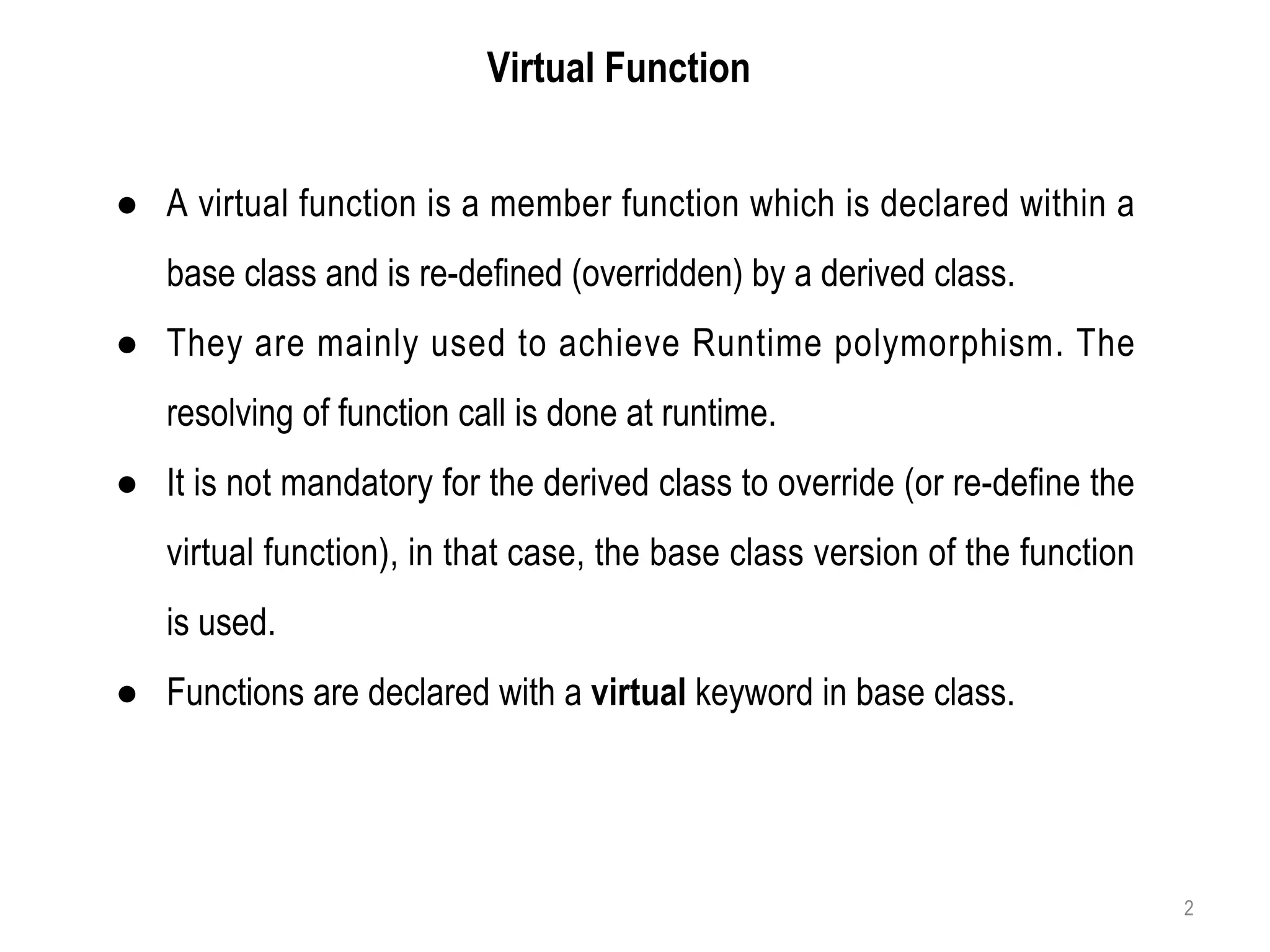 Example For Virtual And Pure Virtual Function Pdf