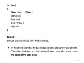 Example for Virtual and Pure Virtual function.pdf | Programming Languages | Computing