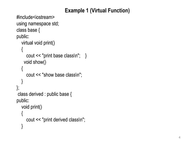 Example For Virtual And Pure Virtual Functionpdf 