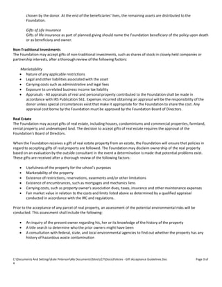Example gift acceptance guidelines | PDF