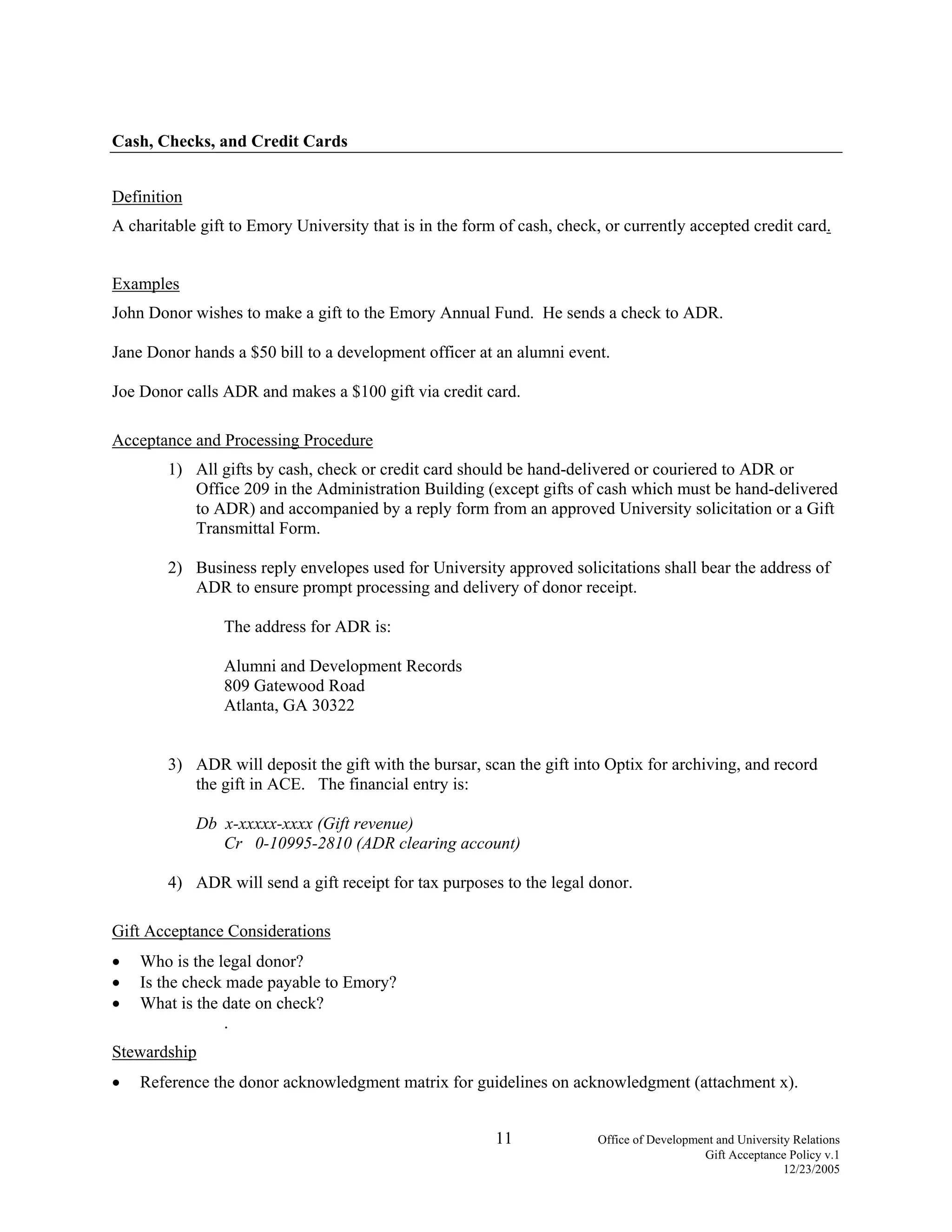 Example gift acceptance policy | PDF