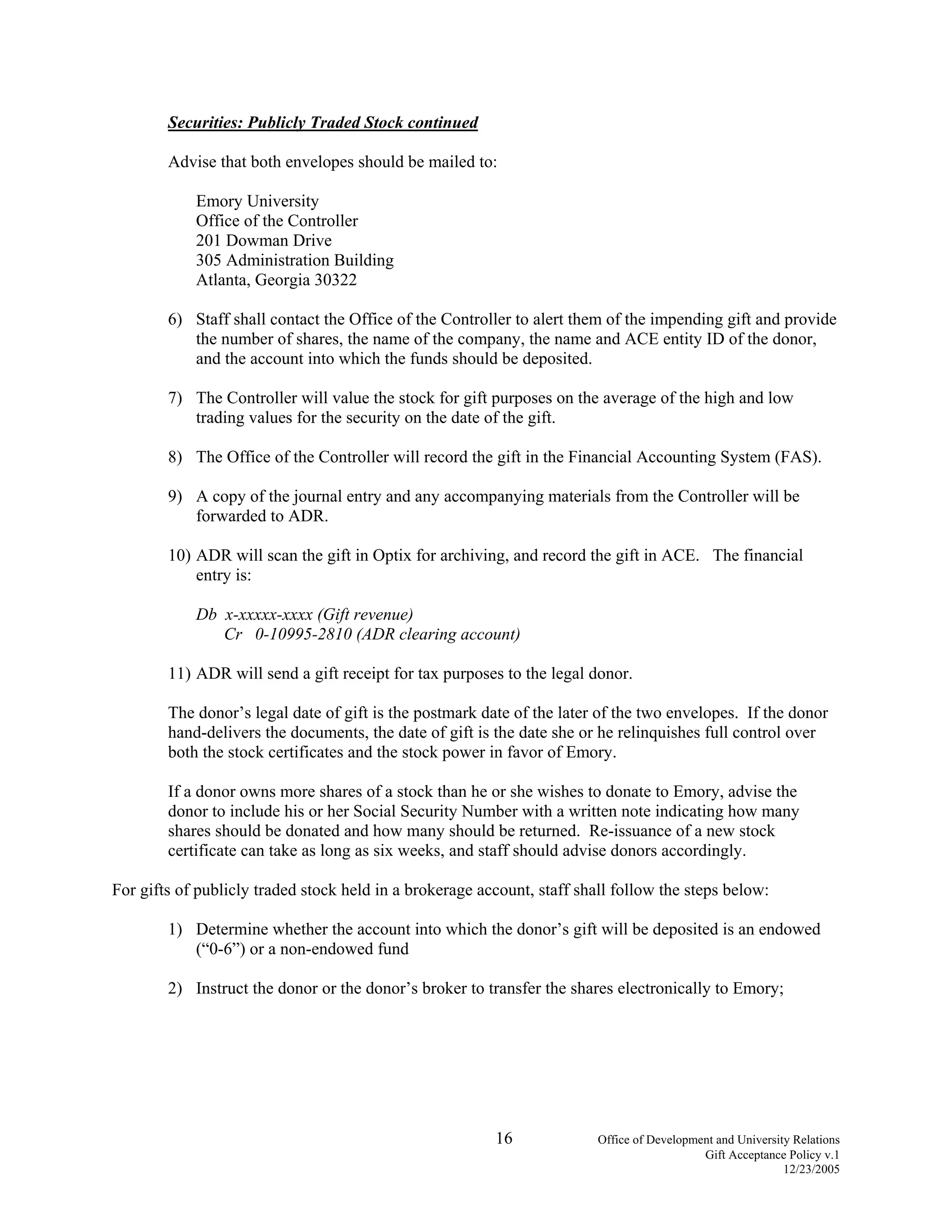 Example gift acceptance policy | PDF