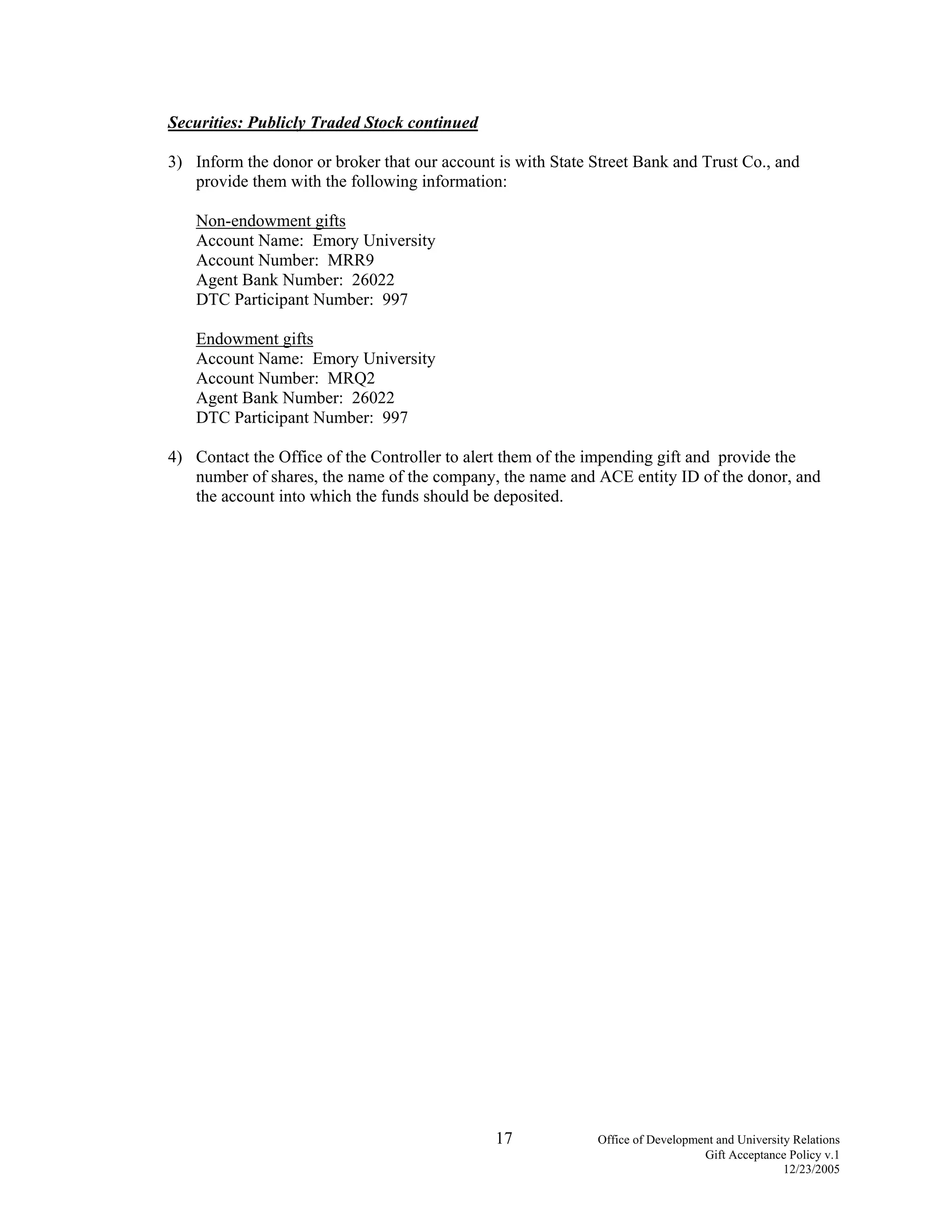 Example gift acceptance policy | PDF