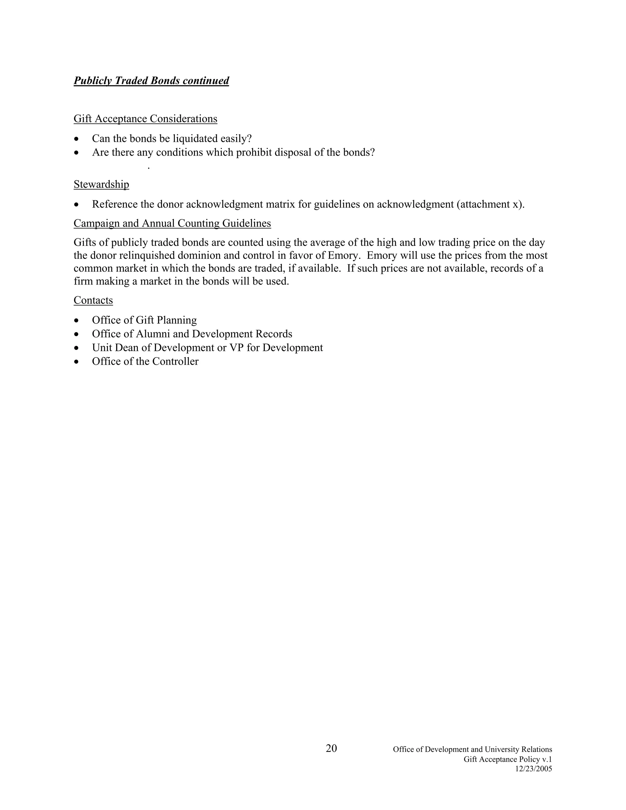 Example gift acceptance policy | PDF