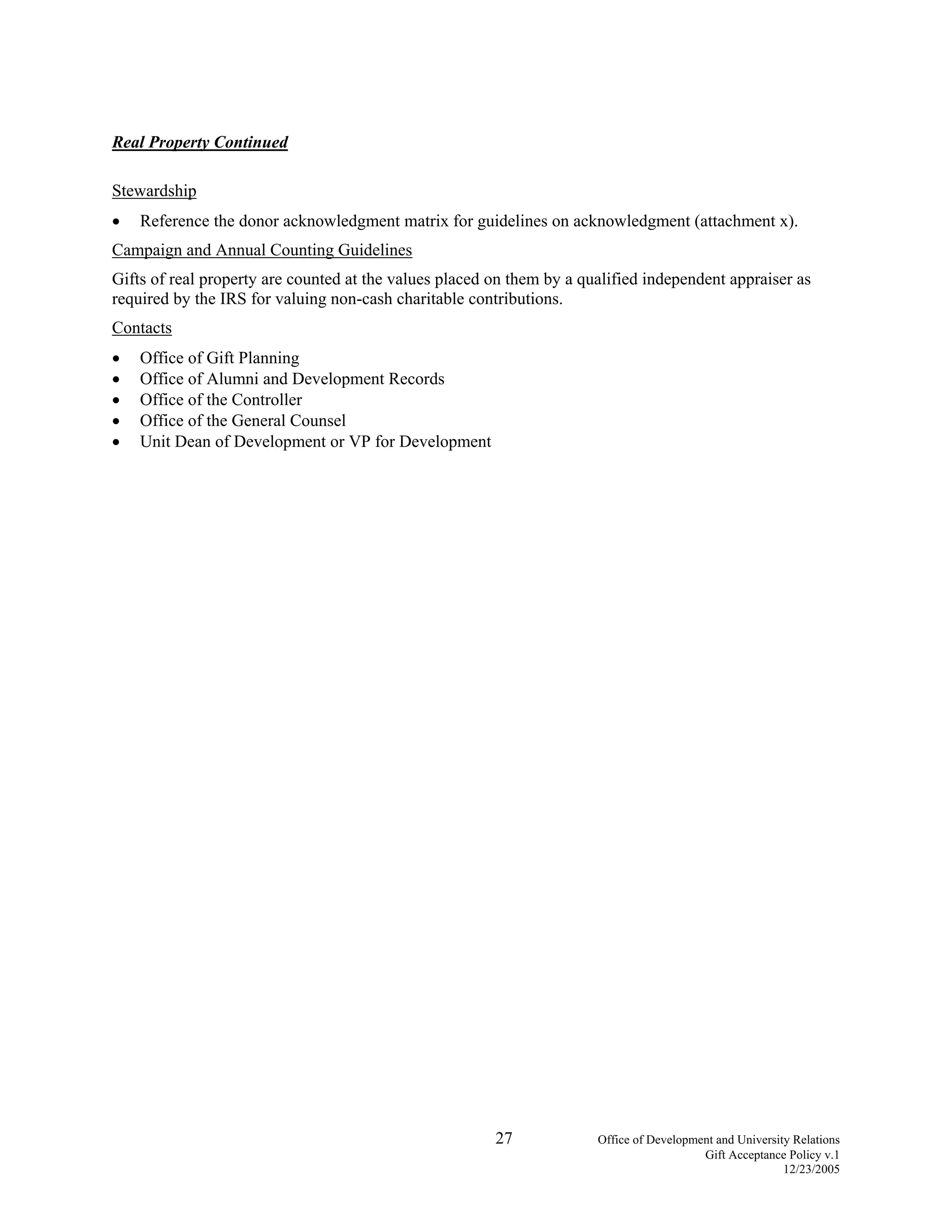 Example gift acceptance policy | PDF