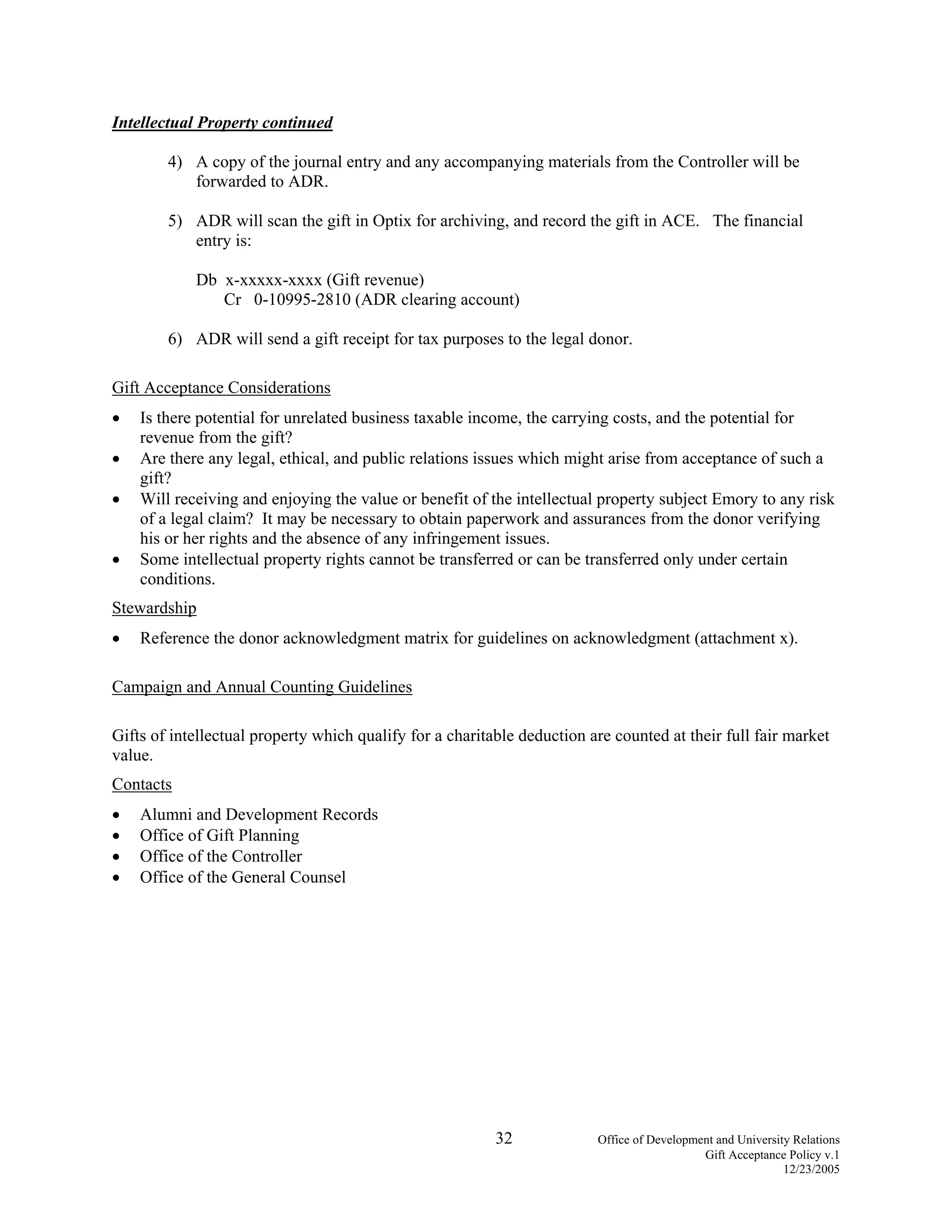 Example gift acceptance policy | PDF