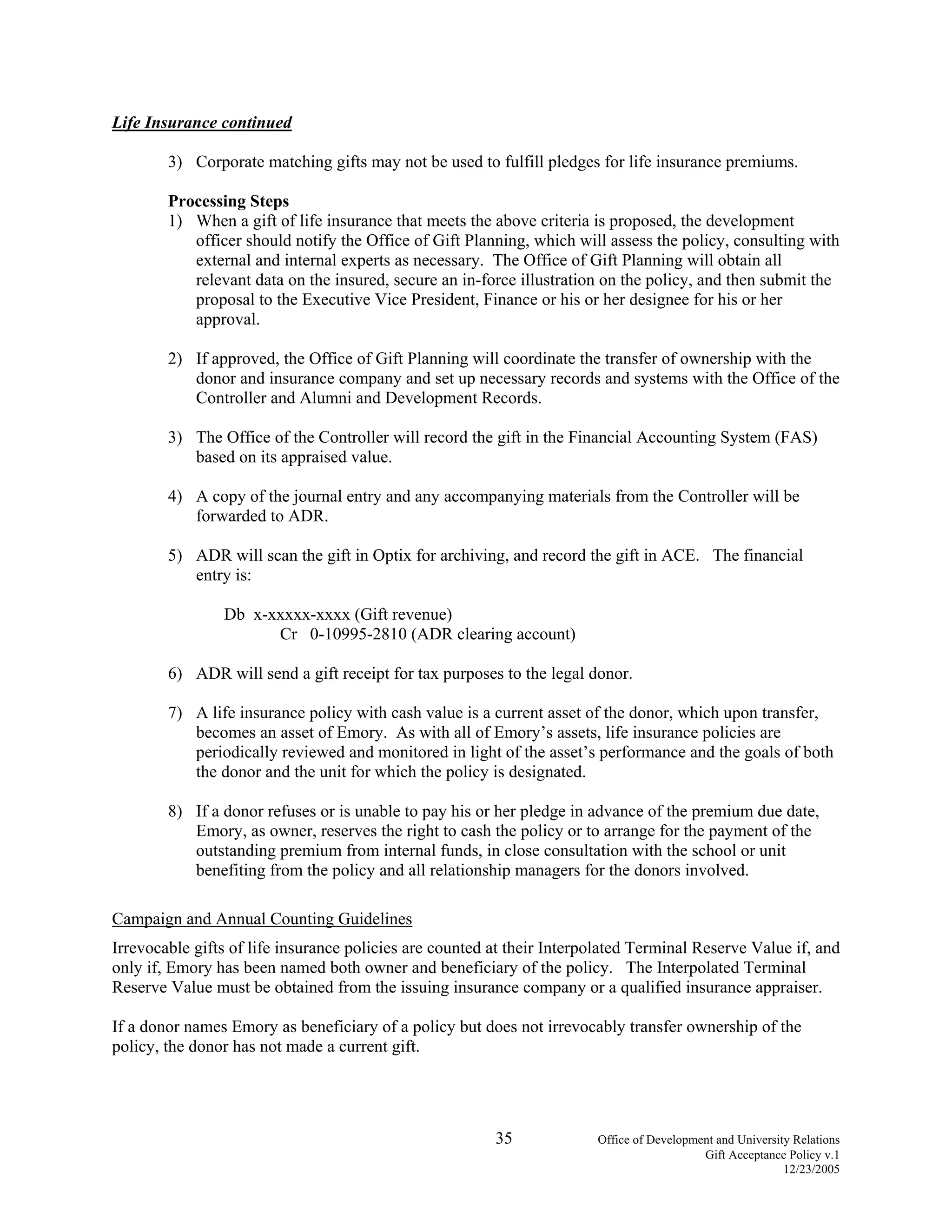 Example gift acceptance policy | PDF