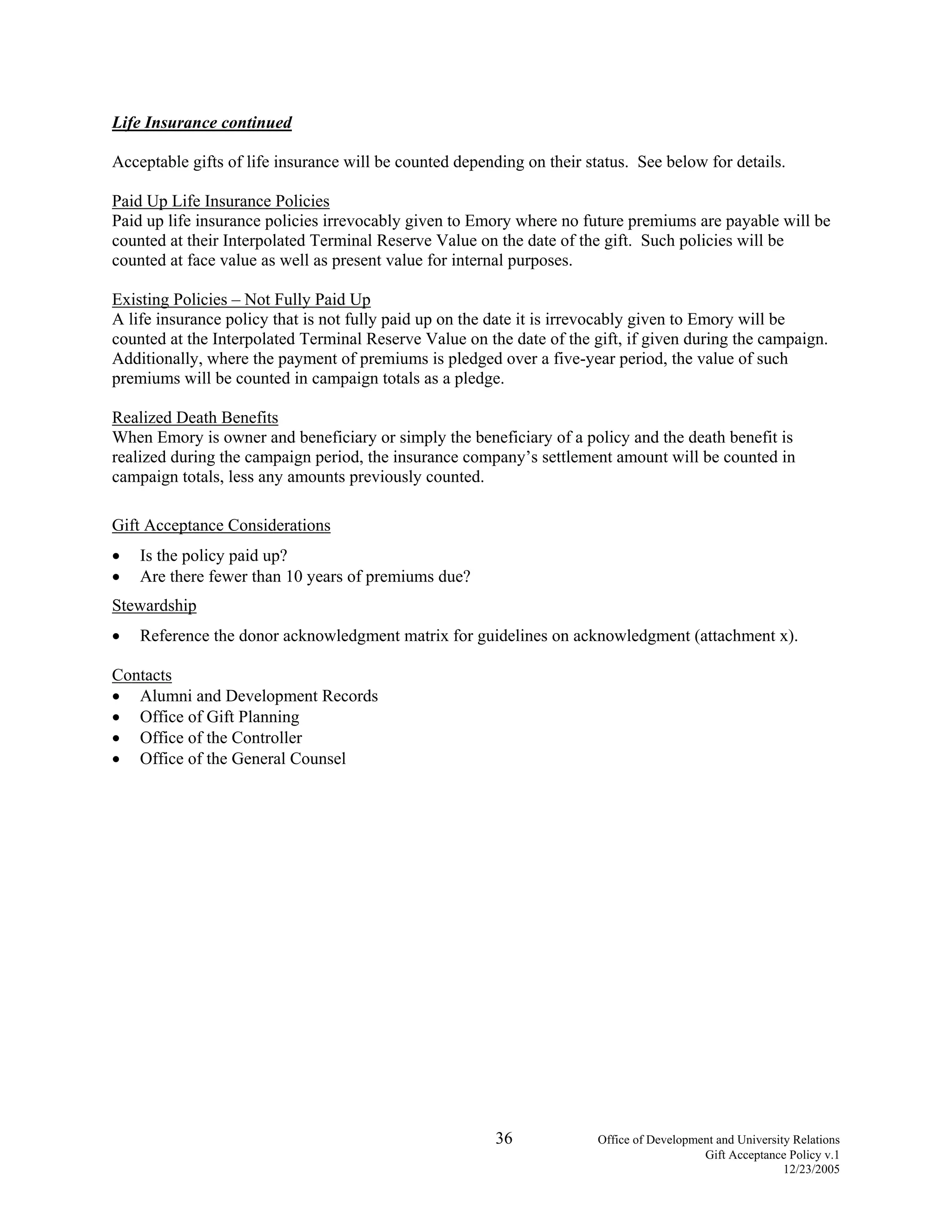 Example gift acceptance policy | PDF