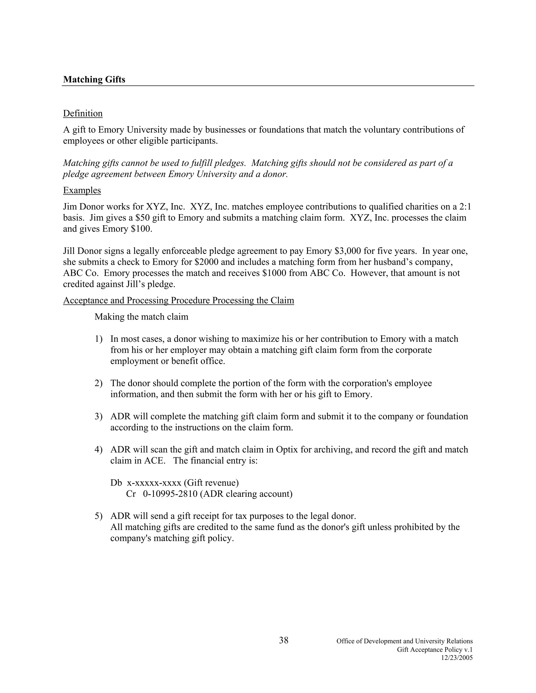 Example gift acceptance policy | PDF