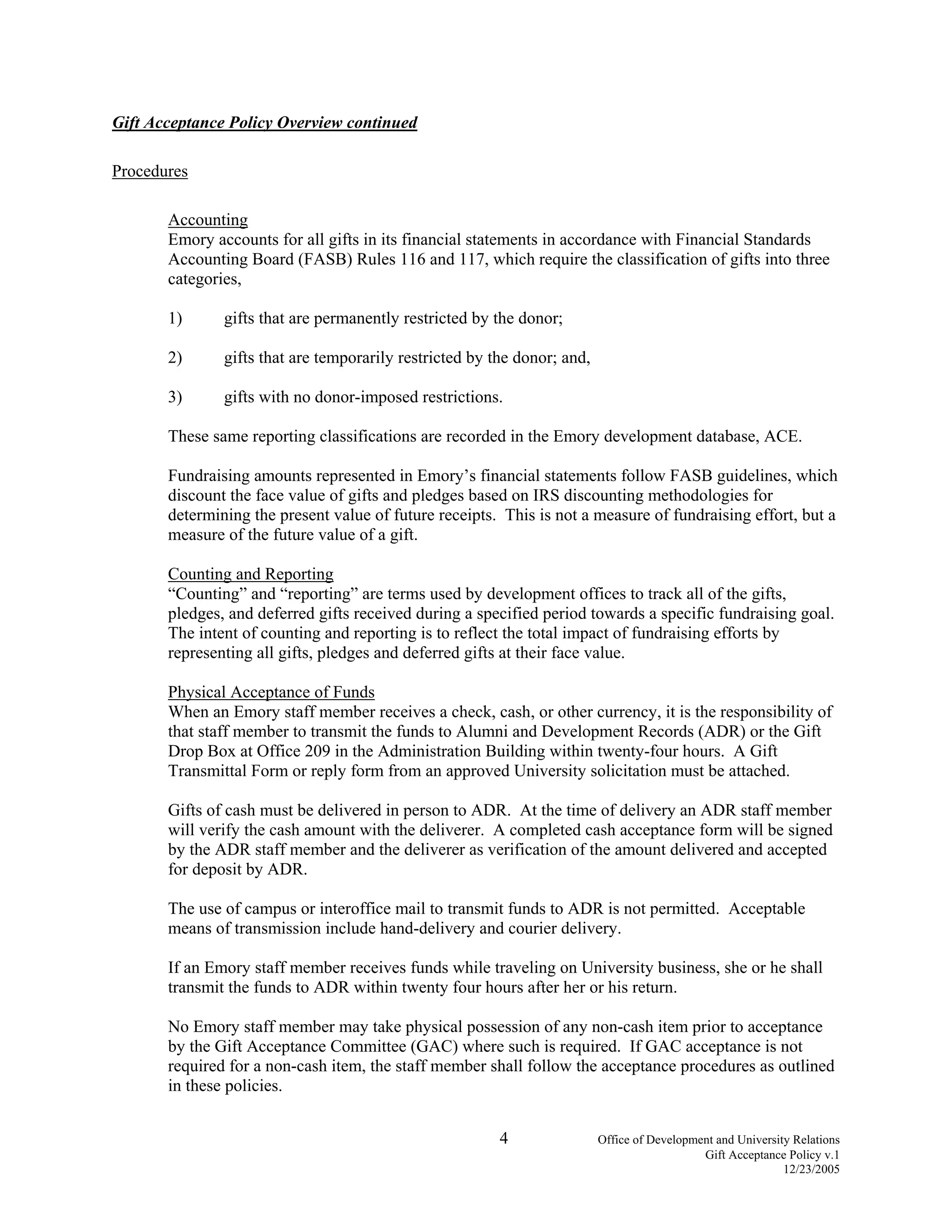 Example gift acceptance policy | PDF