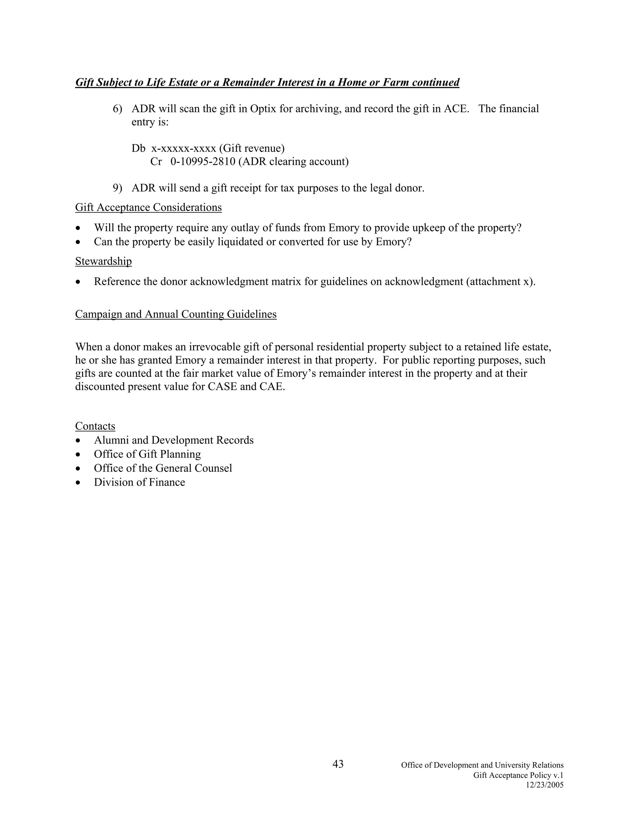 Example gift acceptance policy | PDF