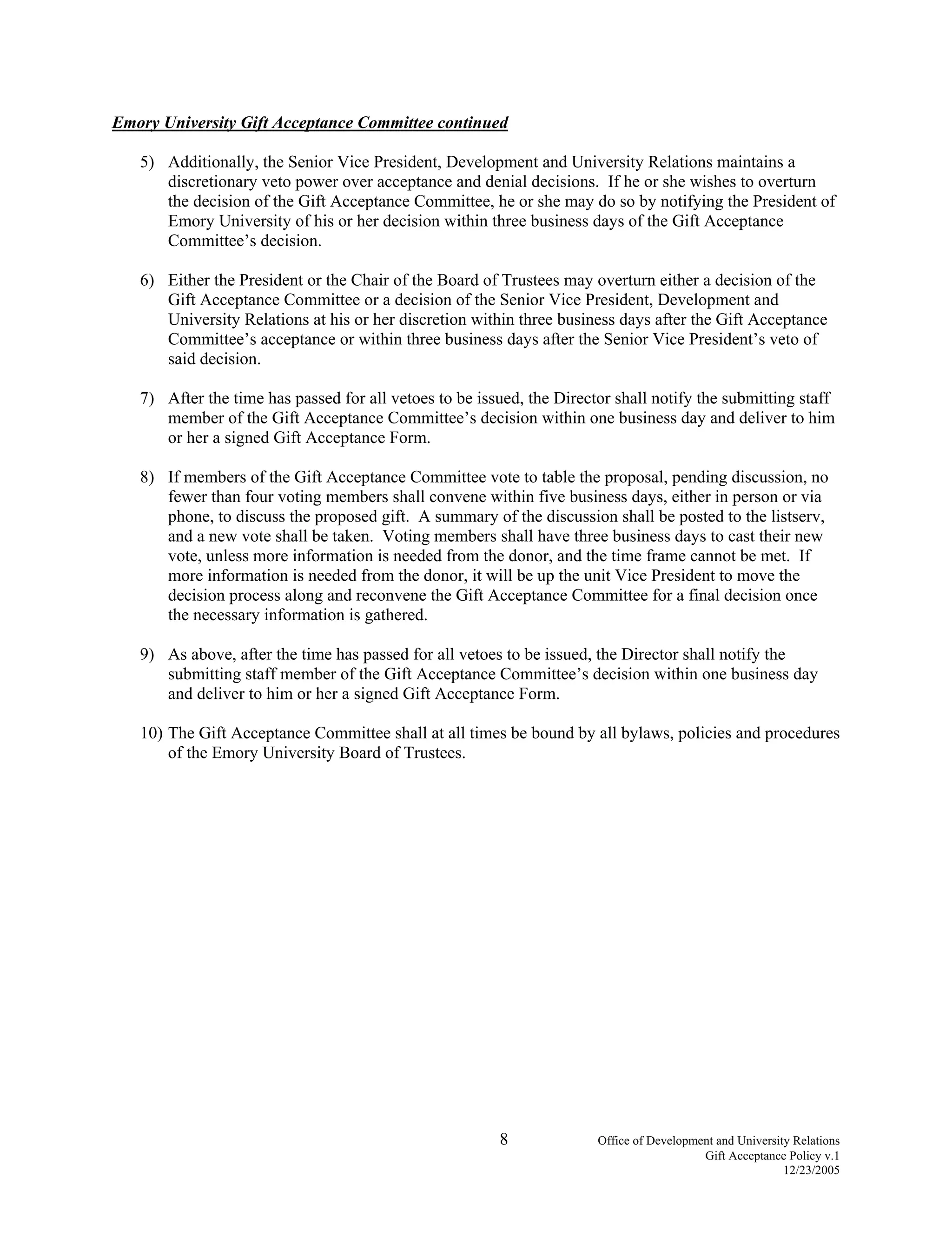 Example gift acceptance policy | PDF