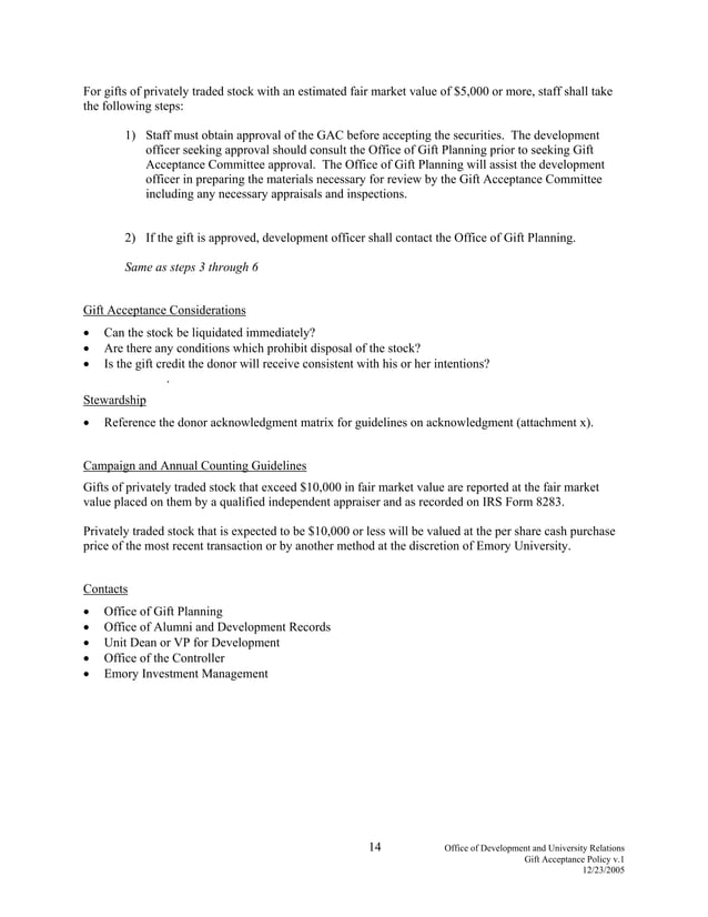 Example gift acceptance policy | PDF