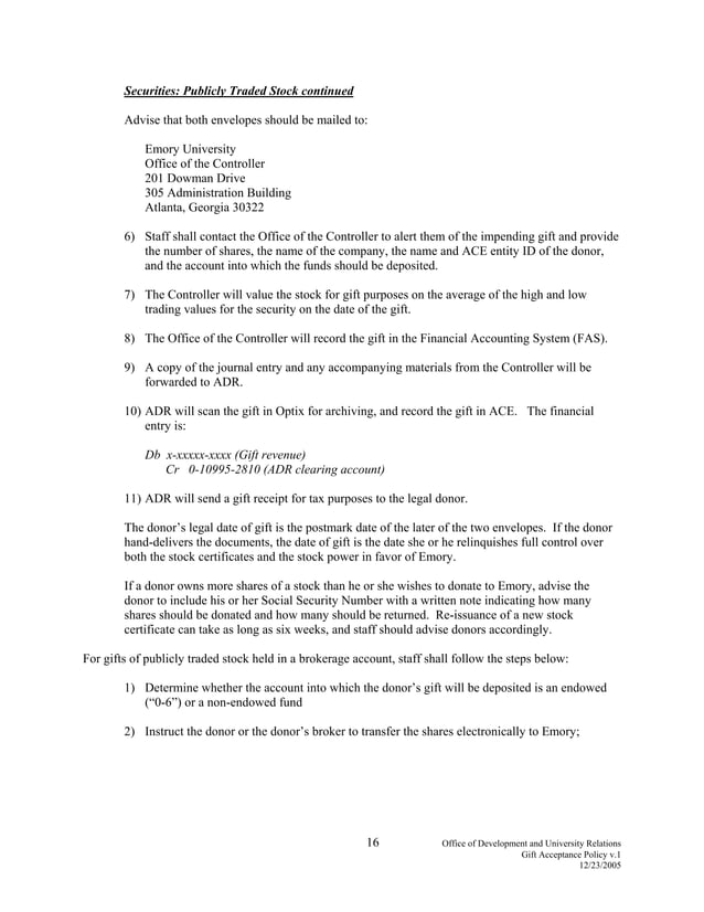Example gift acceptance policy | PDF