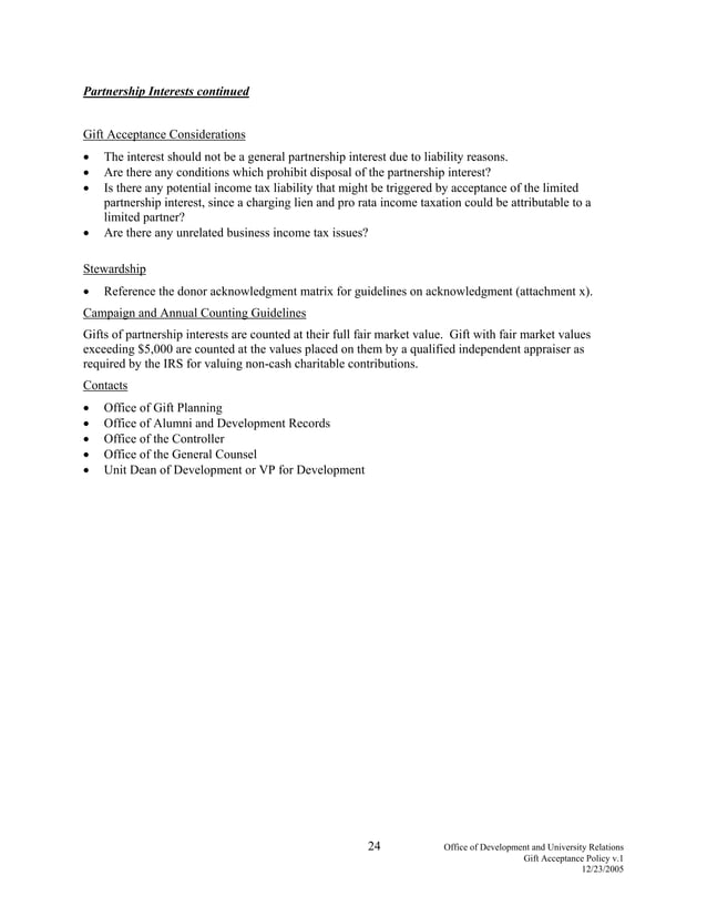 Example gift acceptance policy | PDF