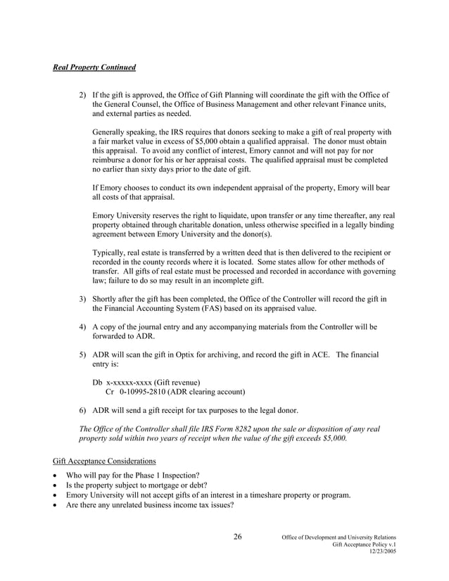Example gift acceptance policy | PDF