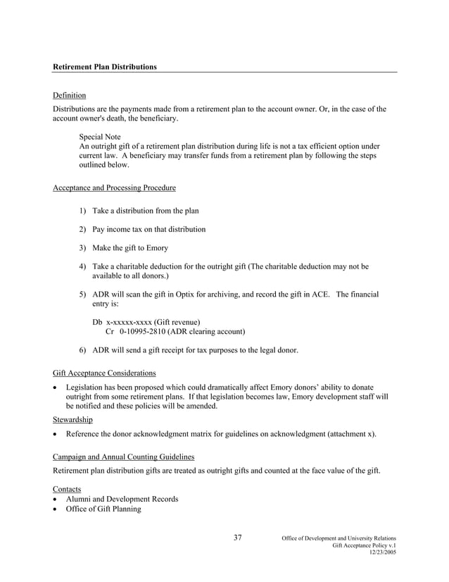 Example gift acceptance policy | PDF