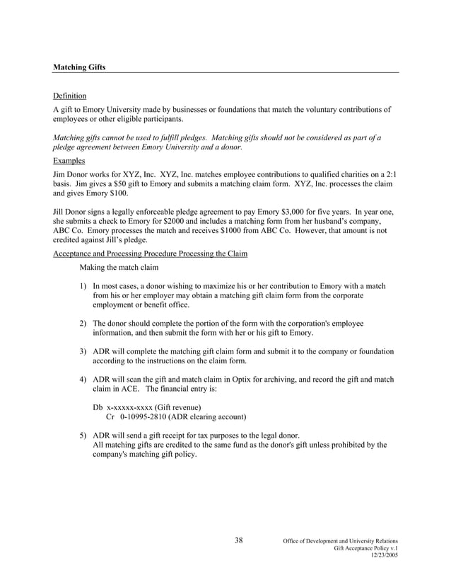 Example gift acceptance policy | PDF